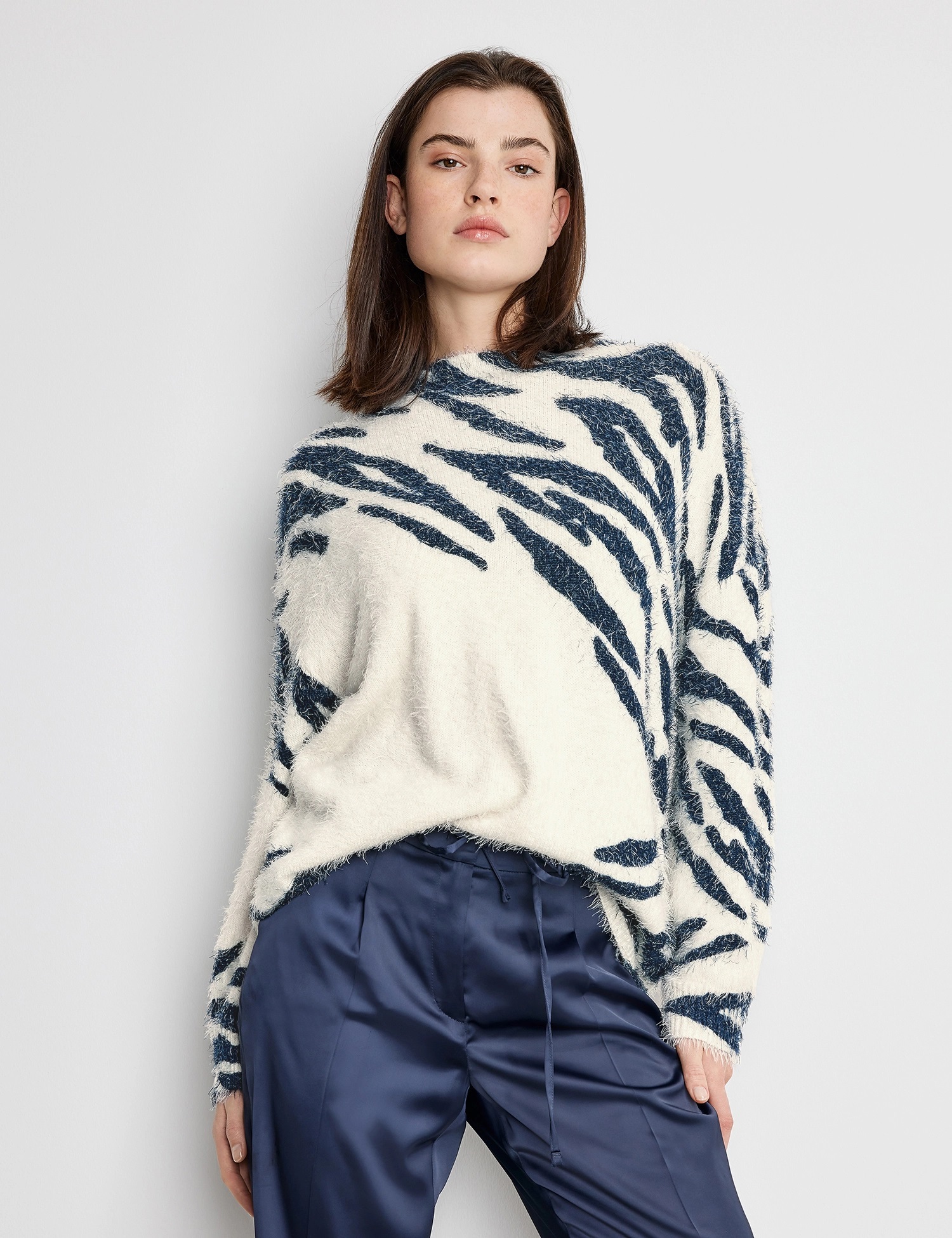 Taifun Pullover mit Tigermuster, obsidian gemustert - Hartmann Mode Shop