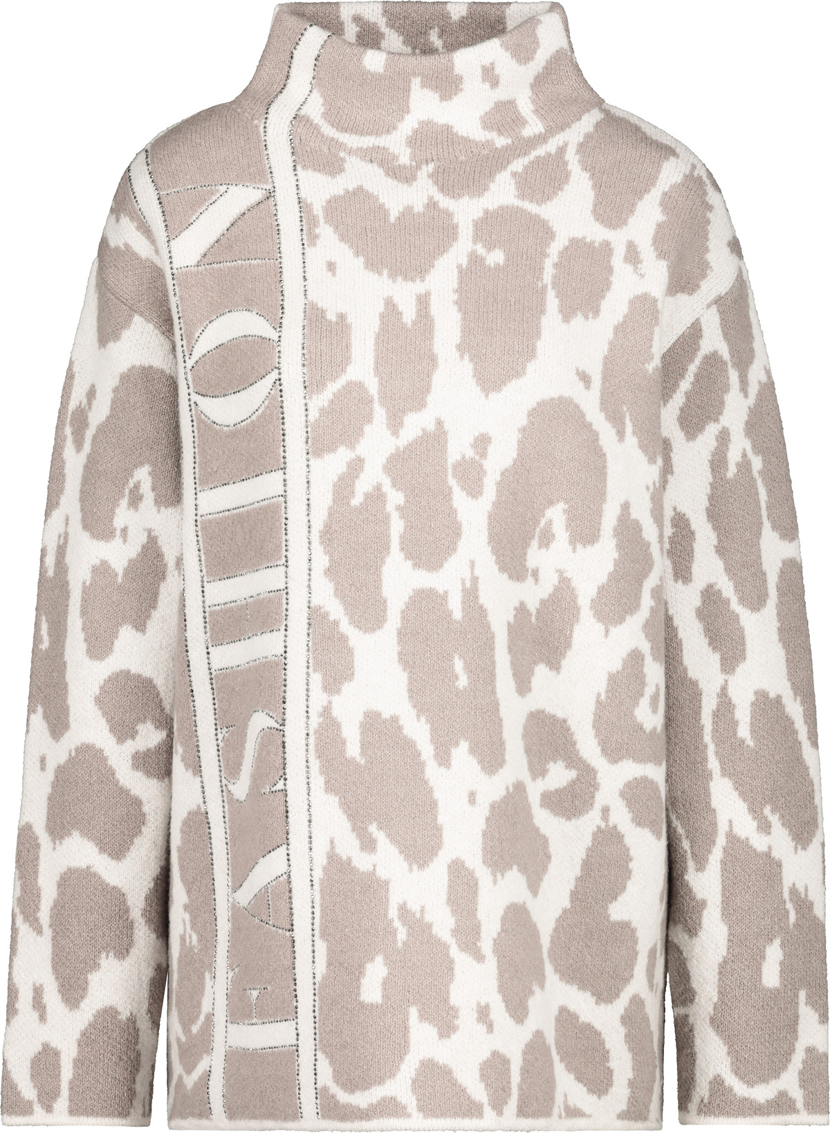 Monari Strickpullover mit Stehkragen und Strass im Animal Look, off-white gemustert - Hartmann ...