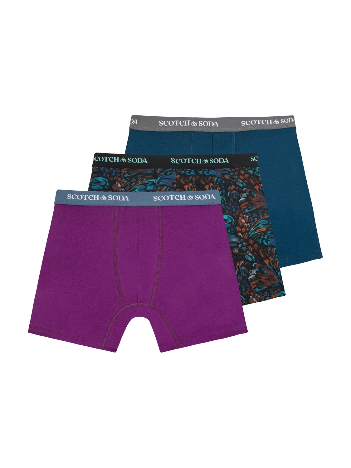 Scotch & Soda Boxershorts 3er-Pack , TEAL - Hartmann Mode Shop